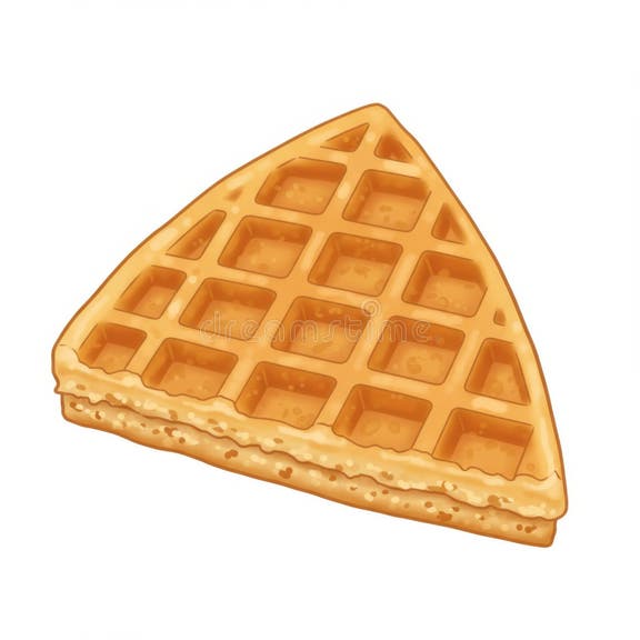 Close Up Triangle Waffle Golden Color with Grid Pattern on White ...