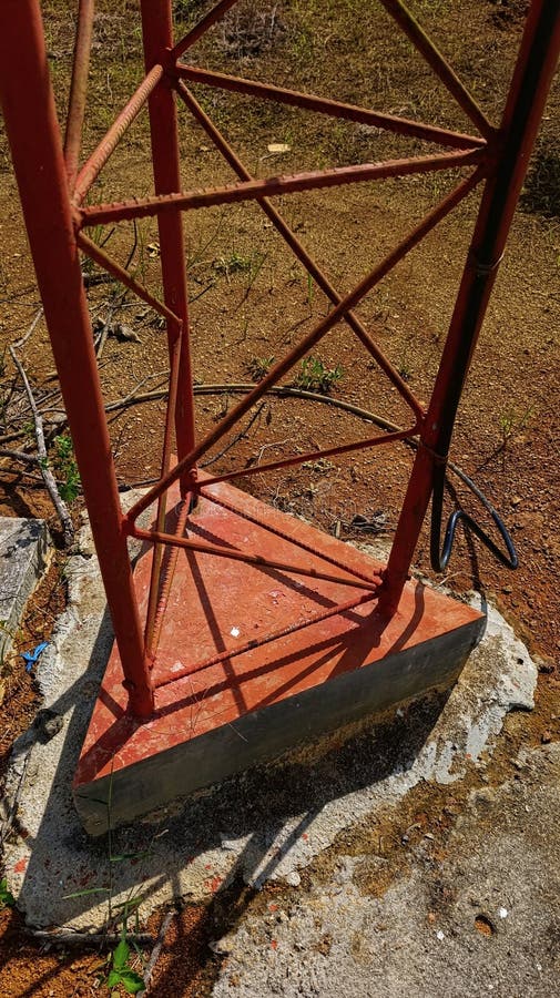 Close-up of a Triangular Steel Base Foundation Used To Support a ...