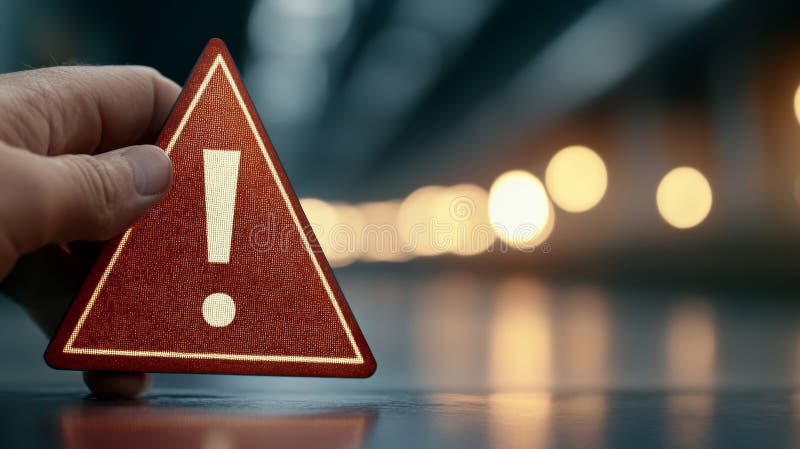 Close Up of a Triangular Warning Sign with Bold Lettering on an ...