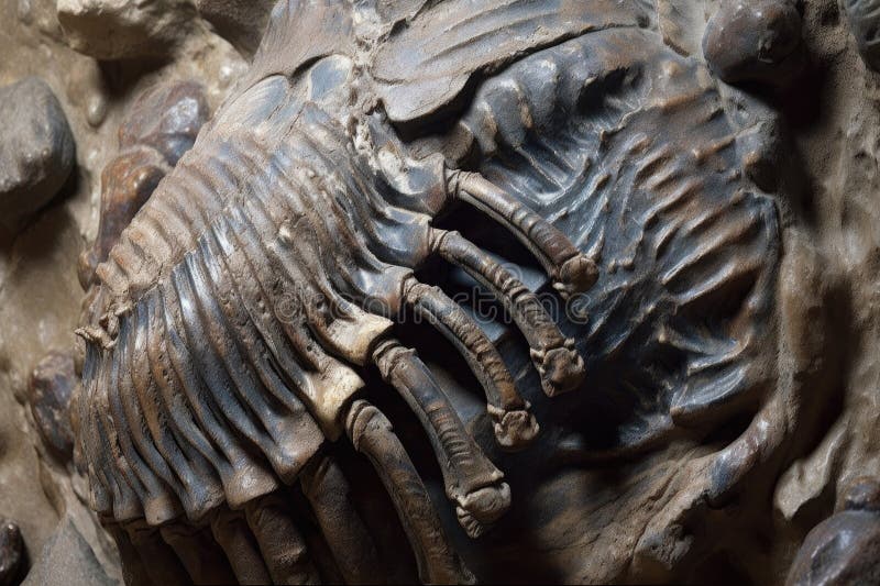 Close-up of a Trilobite Fossil Embedded in Rock Stock Illustration ...