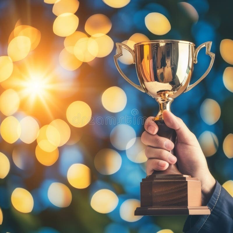 Close Up of Trophy on Stage, Symbolizing Achievement at Corporate Event ...