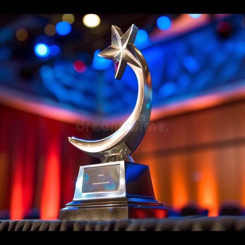 Close Up of Trophy on Stage, Symbolizing Achievement and Success at a ...