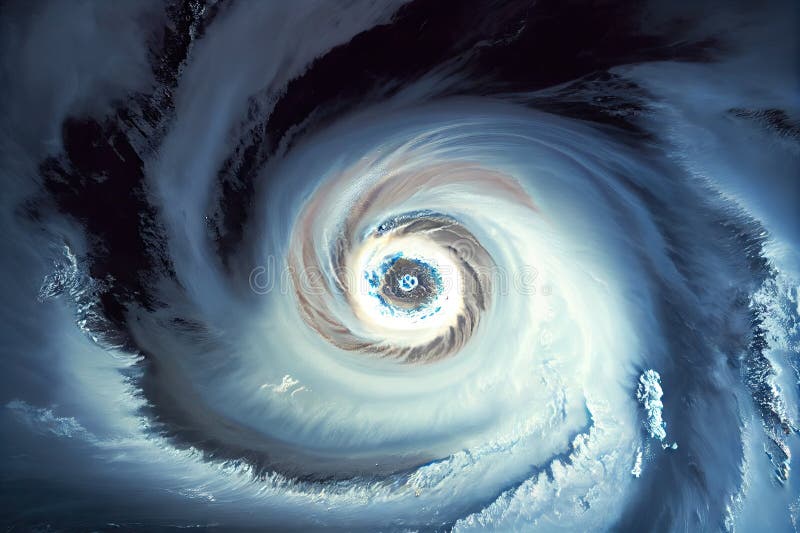 Close-up of Tropical Cyclone, with Clouds and Rain Swirling in the ...