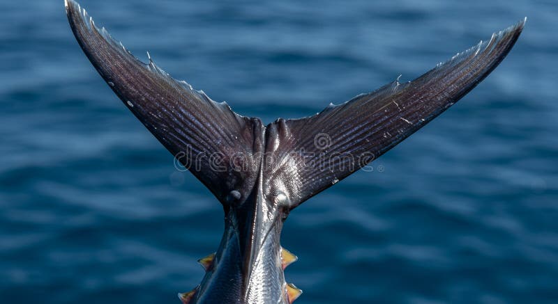 Close-up of a Tuna Tail in Deep Ocean Water Stock Illustration ...