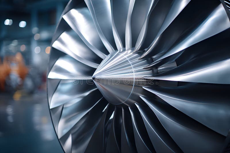 Close Up of Turbofan Engine Blades Showing Engineering and ...