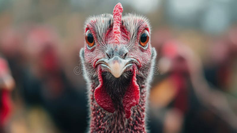 A Close Up of a Turkey with Red Feathers and Black Beak, AI Stock Photo ...