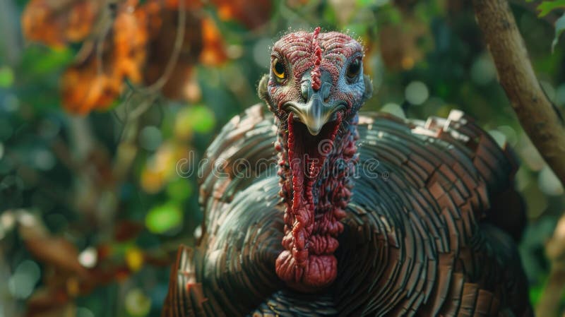 Close Up of a Turkey in a Tree, Perfect for Nature-themed Designs Stock ...