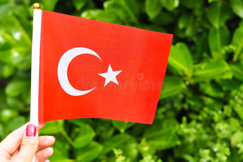 Close Up of Turkish National Red Flag with Moon and Stars Stock Photo ...
