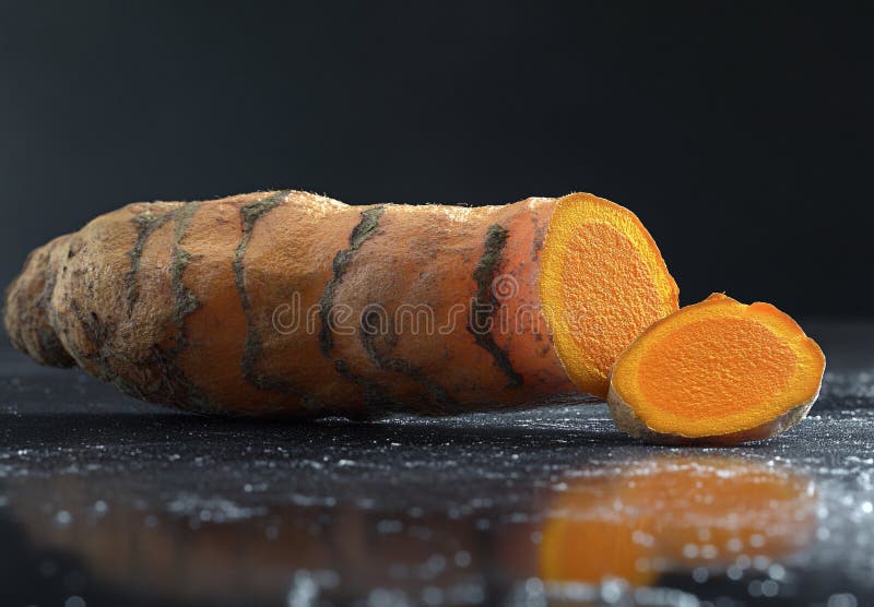 Close-Up Turmeric Root Sliced on Kitchen Counter Stock Illustration ... Close-Up Turmeric Root Sliced on Kitchen Counter Stock Illustration ...