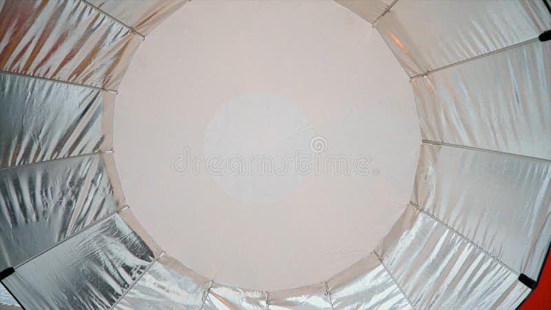 Close Up of Turning on a Bright Big Spotlight with a Circular Shaped ...