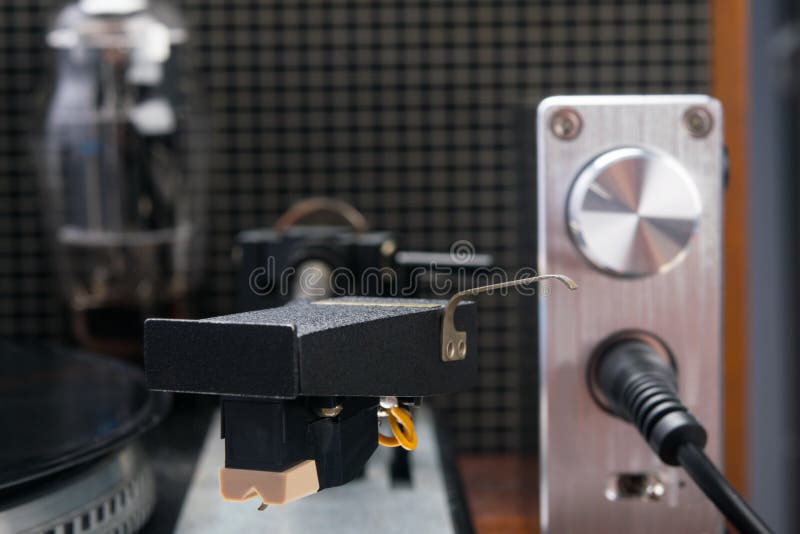 Close-up of a Turntable Needle, Vinyl Records on the Background of Old ...