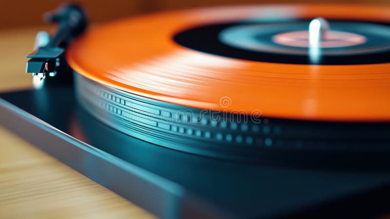 A Close Up of a Turntable with an Orange Record on it, AI Stock Photo ...