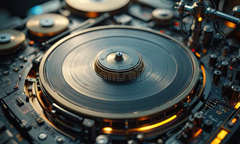 A Close Up of a Turntable with a Record on it. Stock Illustration ...