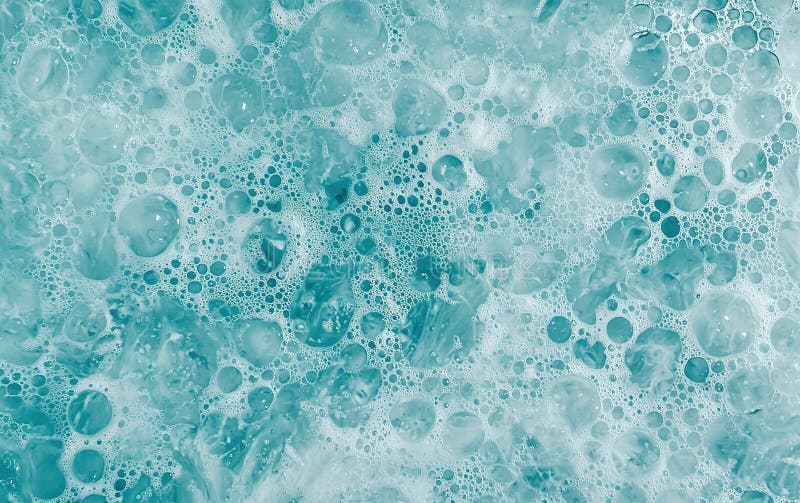 Close-up of Turquoise Bubbles and Foam in Clear Water, Captured Under ...