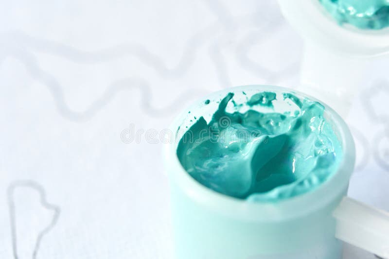 Close-up of Turquoise Paint Texture in a Container for Artistic ...