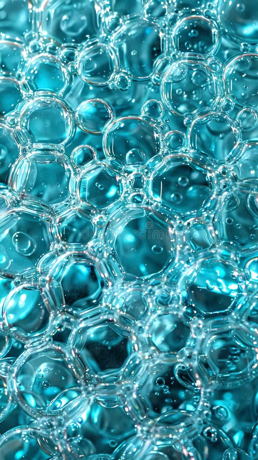 Close-Up of Turquoise Soap Bubbles Creating a Shimmering and Textured ...