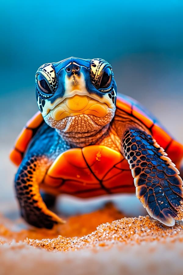 A Close Up of a Turtle on the Beach Stock Image - Image of tilted ...