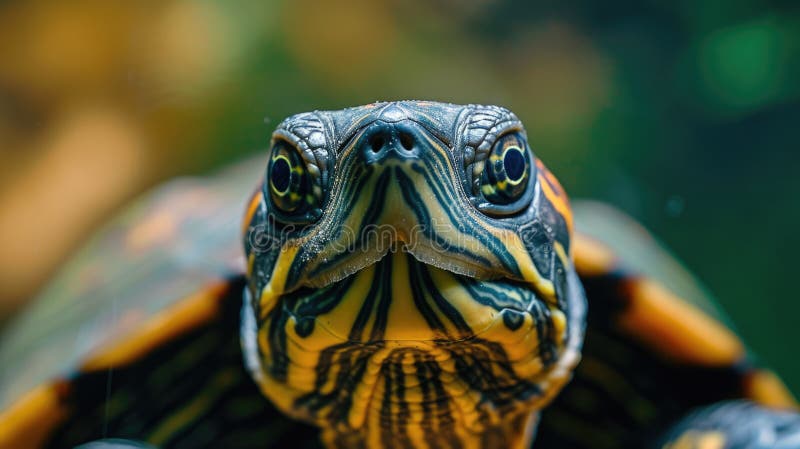 Close-up of a Turtle with Its Head Turned Toward the Camera, a Curious ...