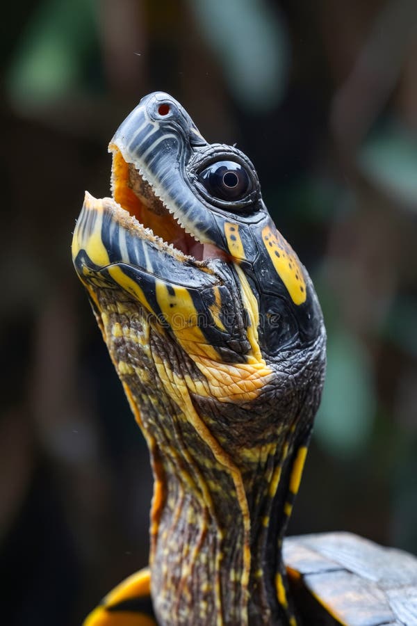 A Close Up of a Turtle with Its Mouth Open Showing Its Teeth ...