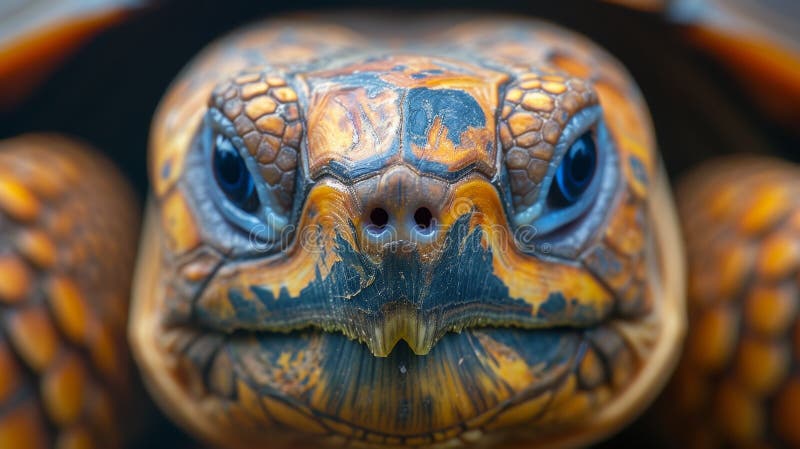 A Close Up of a Turtle S Face with Blue Eyes, AI Stock Illustration ...