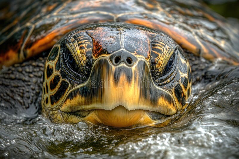 Close-up of a Turtle S Face Underwater, Suitable for Use in Wildlife or ...