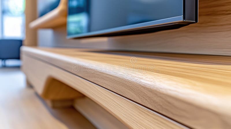 A Close Up of a Tv Mounted on the Wall with Wood, AI Stock Image ...
