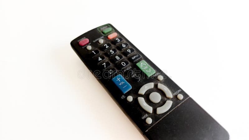 Close-up of TV Remote Control on White Background. Stock Image - Image ...