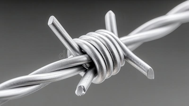 Close-Up of Twisted Barbed Wire with Sharp Points Details Stock ...