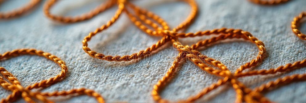 Close-up of Twisted Gold Metallic Rope on a Textured Gray Background ...