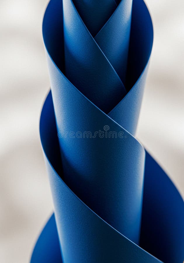 A Close-up of a Twisted Ribbon Structure, Featuring Smooth, Deep Blue ...