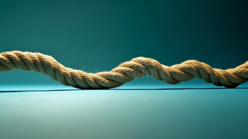 A Close-up of a Twisted Rope Stretches Across a Serene Backdrop. the ...