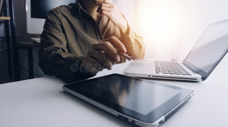 Close Up of Two Asian Colleagues Working Together, Have a Discussion ...