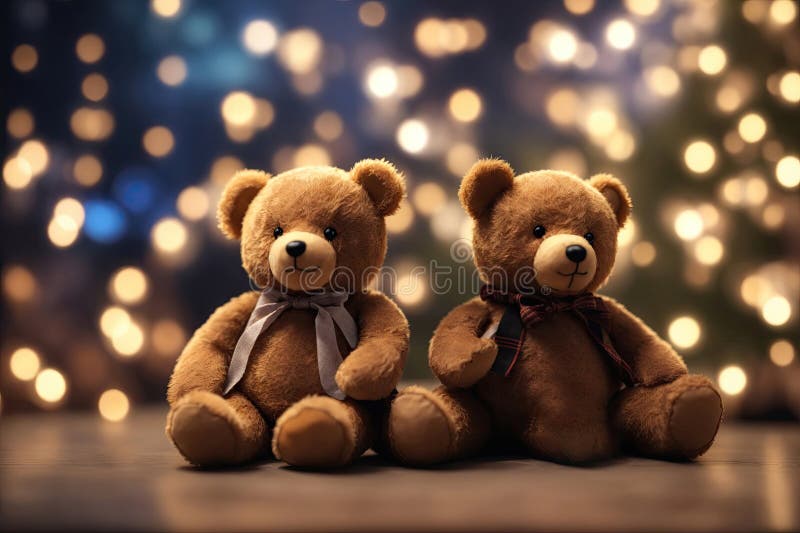 Close Up Two Bears Valentine S Day and Love Concept Stock Illustration ...