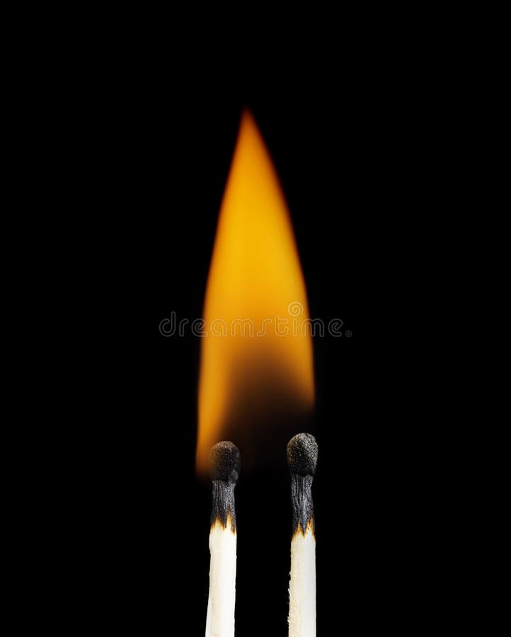 Two Romantic Matchsticks Burning in Love Stock Photo - Image of dark ...