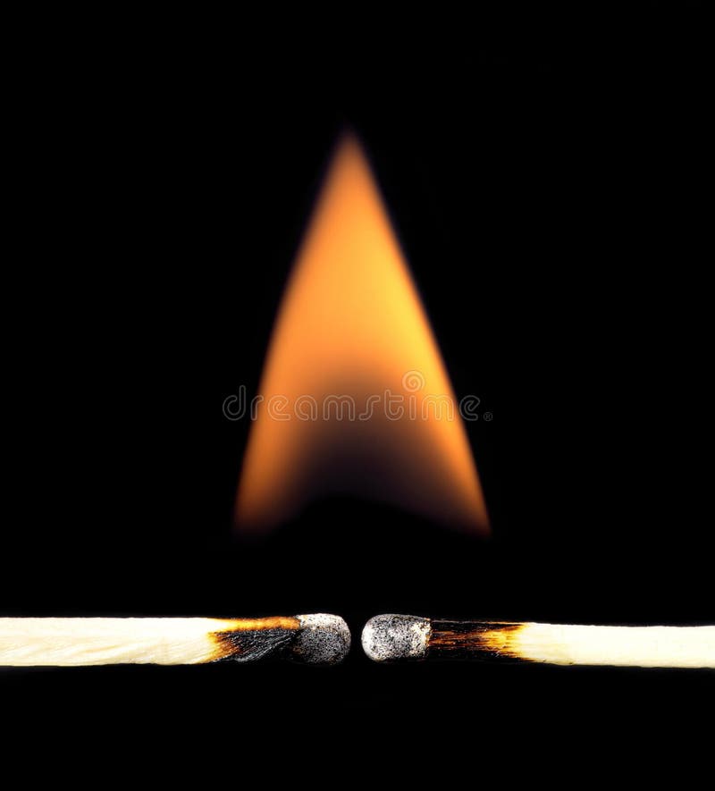 Two Romantic Matchsticks Burning in Love Stock Photo - Image of dark ...