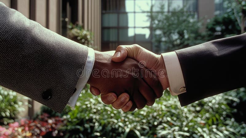 Close-up of Two Business Professionals Shaking Hands Outdoors. Stock ...