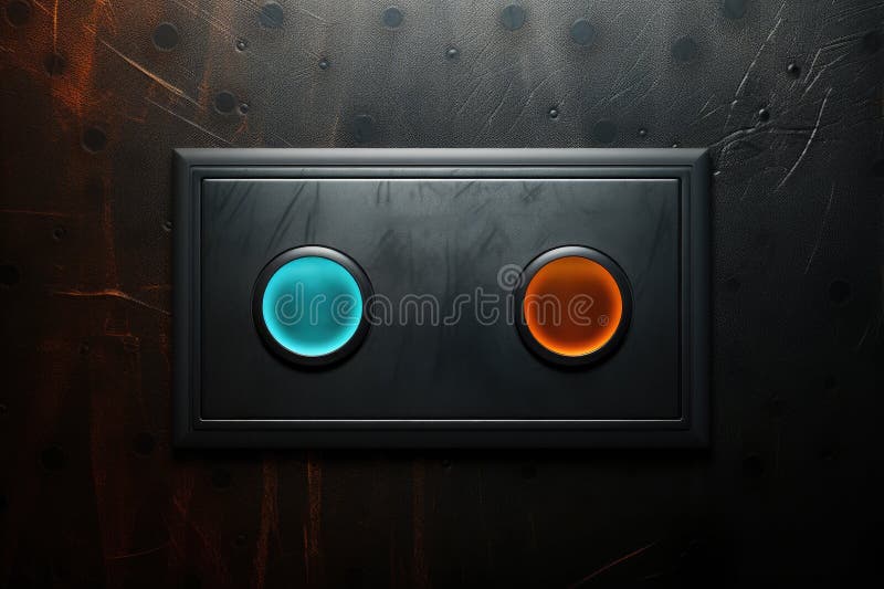 Close Up of Two Buttons on Metal Surface Stock Illustration ...