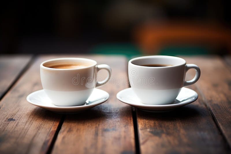 Close-up of Two Coffee Cups on a Table Stock Image - Image of coffee ...