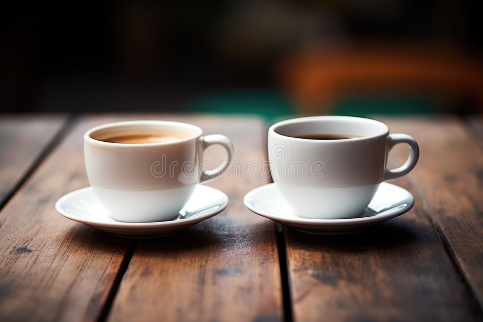 Close-up of Two Coffee Cups on a Table Stock Image - Image of coffee ...