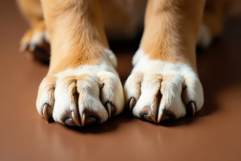 Close Up of Two Contrasting Dog Paws on Brown Backdrop, Dog, Animals ...