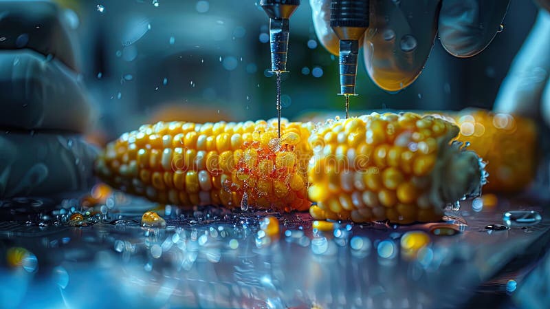 A Close Up of Two Corn Cobs with a Needle in the Middle of One of Them ...