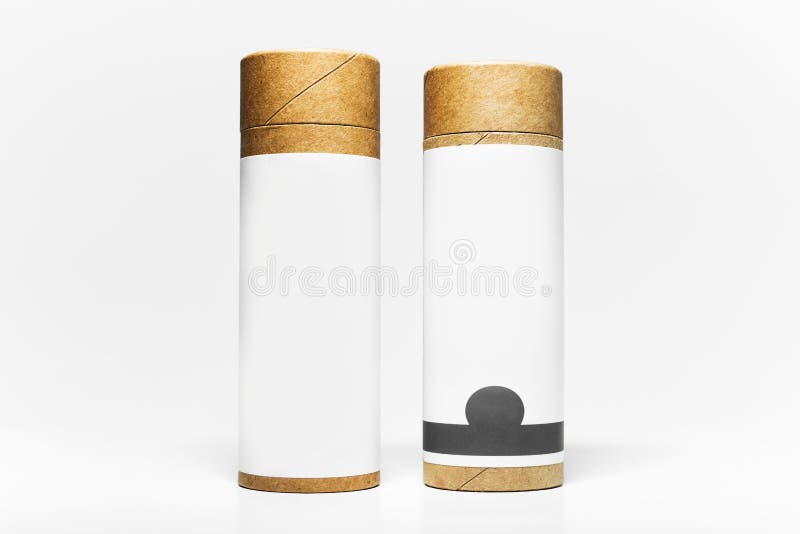 Close-up of Cylinder Cardboard Box with Empty Sticker for Mockup ...