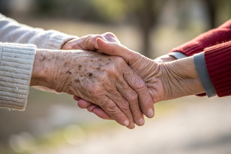 Close-up of Two Elderly Hands Clasped Together. Stock Illustration ...