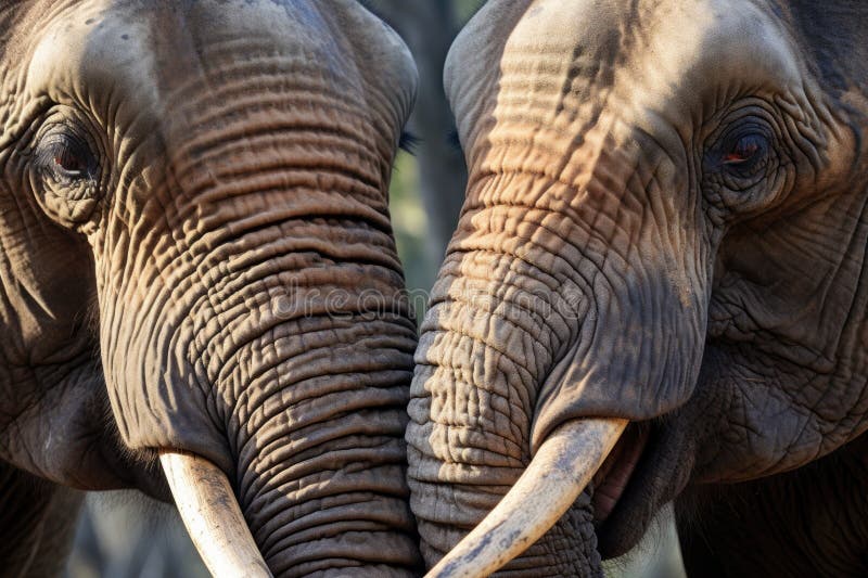 A Close-up of Two Elephants Trunks Entwining Stock Image - Image of ...