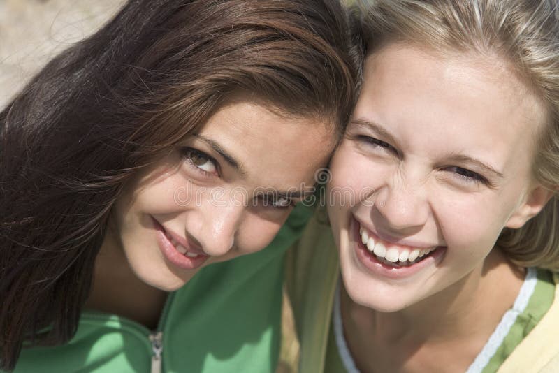 Close Up of Two Female Friends Stock Image - Image of camera, caucasian ...