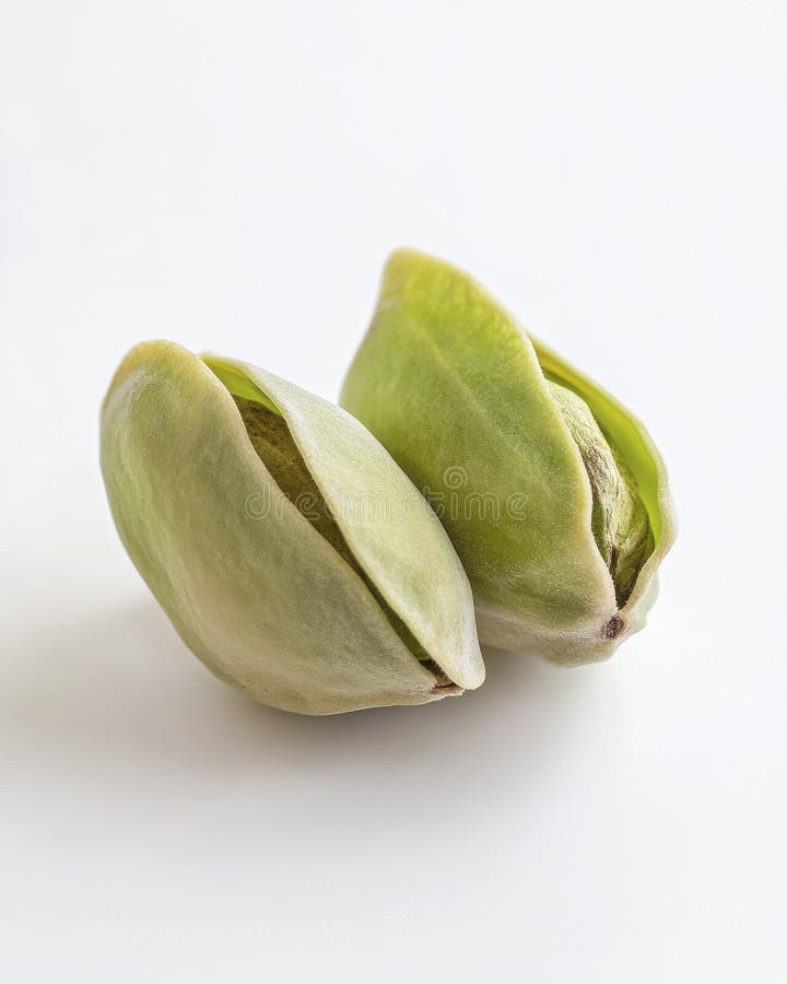 Two Green Pistachios in Shells on White Background Stock Illustration ...