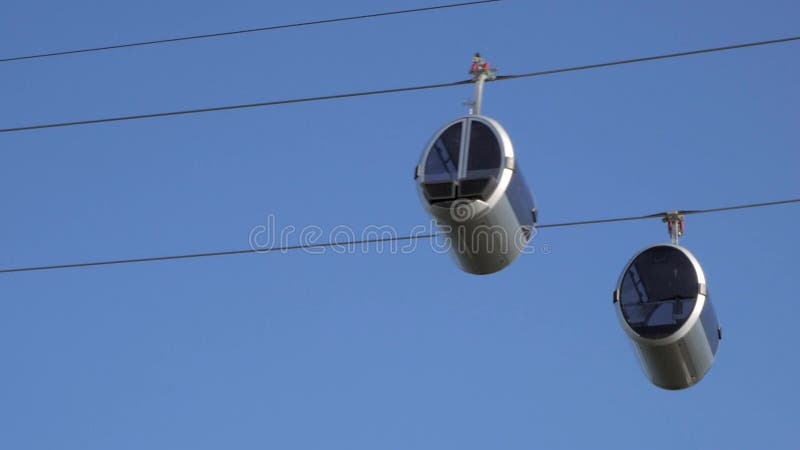 Funicular Cabins Moving in the Air Stock Video - Video of carriage ...