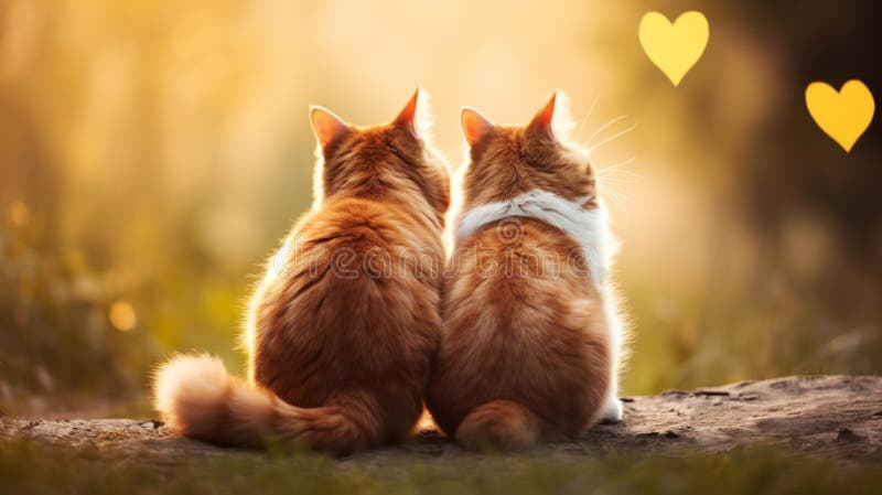 Close-up of Two Ginger Cats Romantically Sitting Together Stock ...