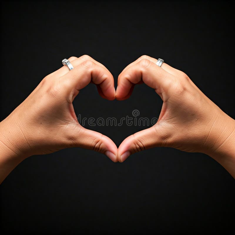 Hands Forming a Heart Shape on Dark Background (AI Generated) Stock ...