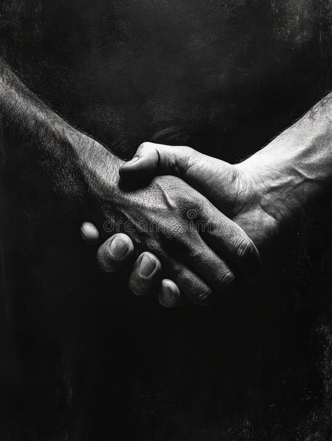 Grunge Style Handshake Symbolizing Unity and Agreement between Different Individuals in a ...